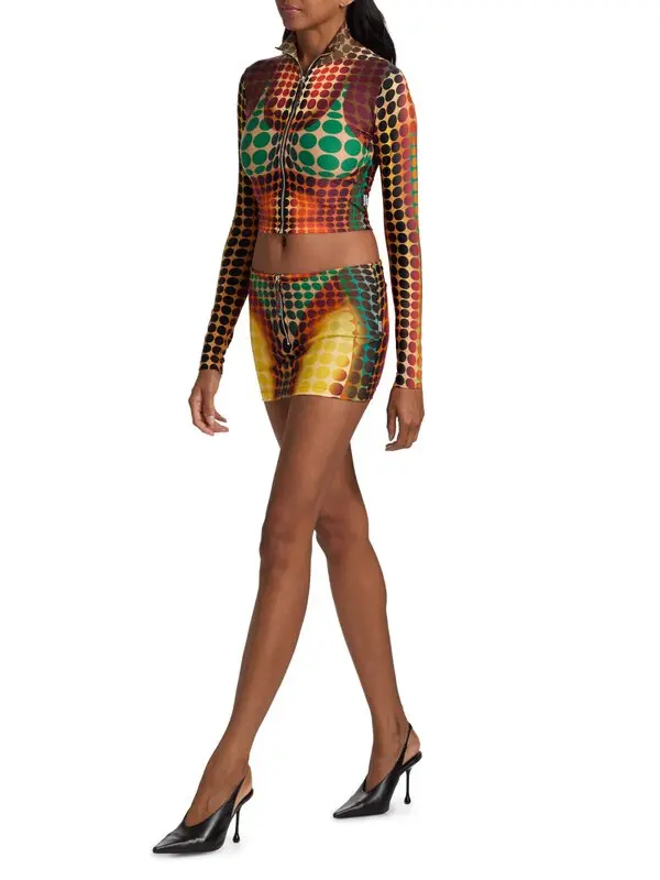 JEAN PAUL GAULTIER Dot-print Long-sleeve Crop Top