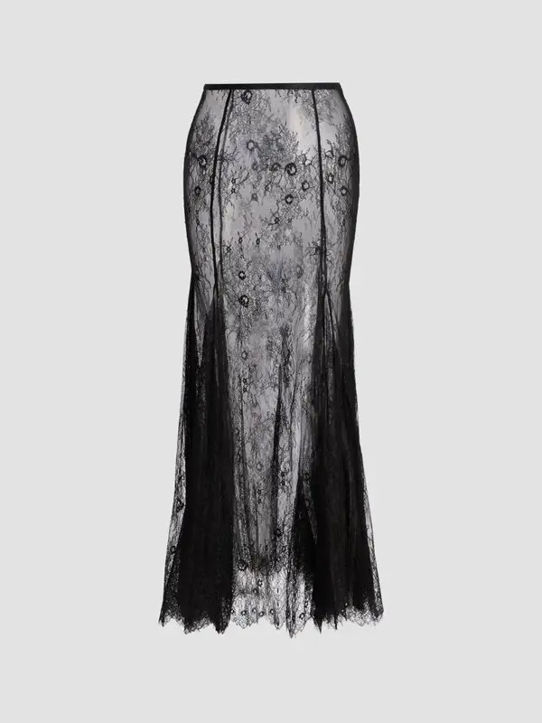 Ronny Kobo Liesel Floral Lace Maxi Skirt - Black