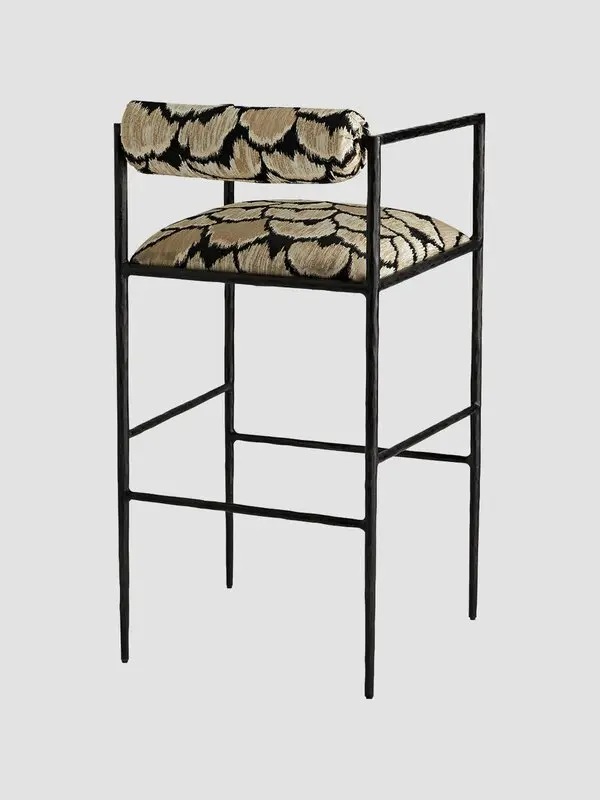ARTERIORS Barbana Linen-blend Upholstered Iron Bar Stool
