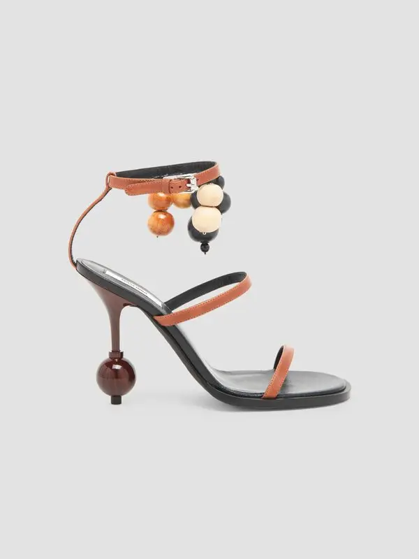 Moschino 100mm Beaded Leather Sandals - Hide