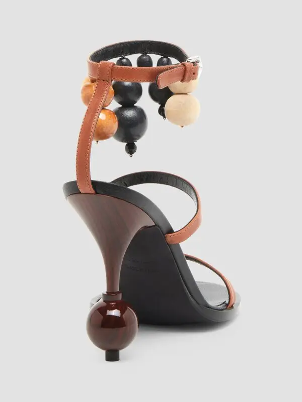 Moschino 100mm Beaded Leather Sandals