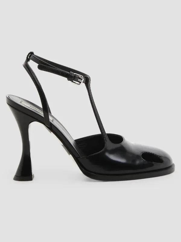 Moschino 100mm Cut-out Patent Leather T-strap Pumps - Black