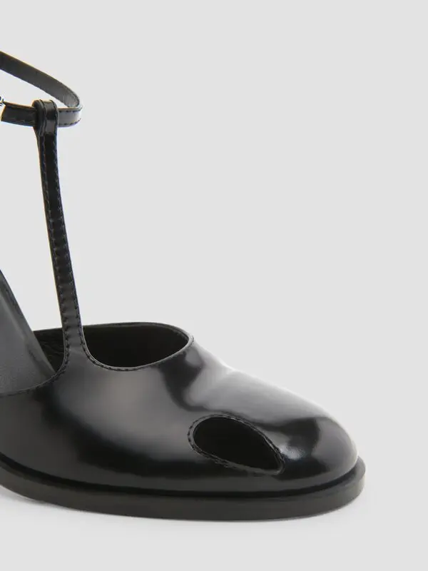 Moschino 100mm Cut-out Patent Leather T-strap Pumps