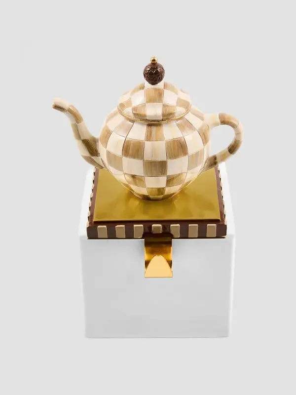 MACKENZIE-CHILDS Merry Christmas Check Teapot Stocking Holder