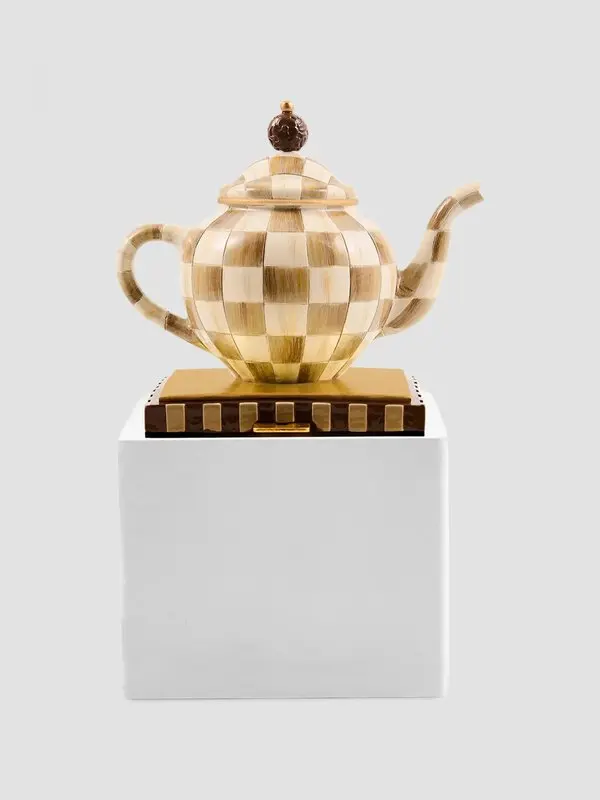 MACKENZIE-CHILDS Merry Christmas Check Teapot Stocking Holder