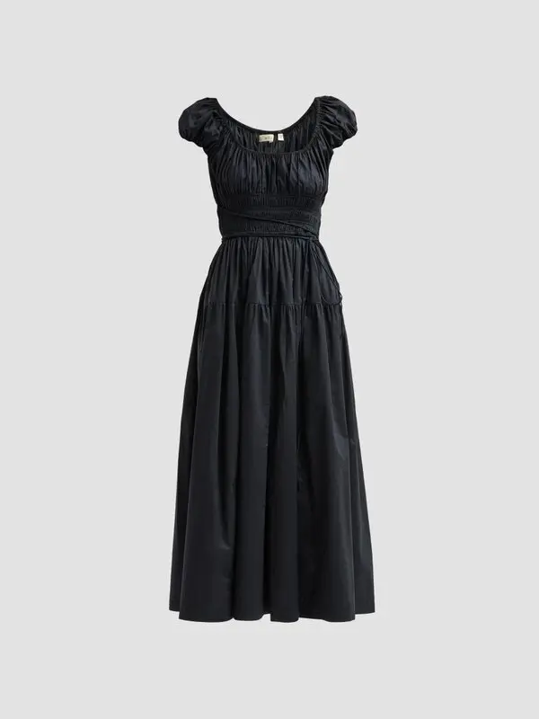 DÔEN Quinelle Cotton Gathered Midi Dress