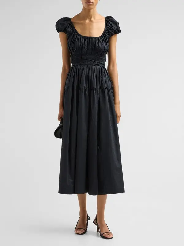DÔEN Quinelle Cotton Gathered Midi Dress