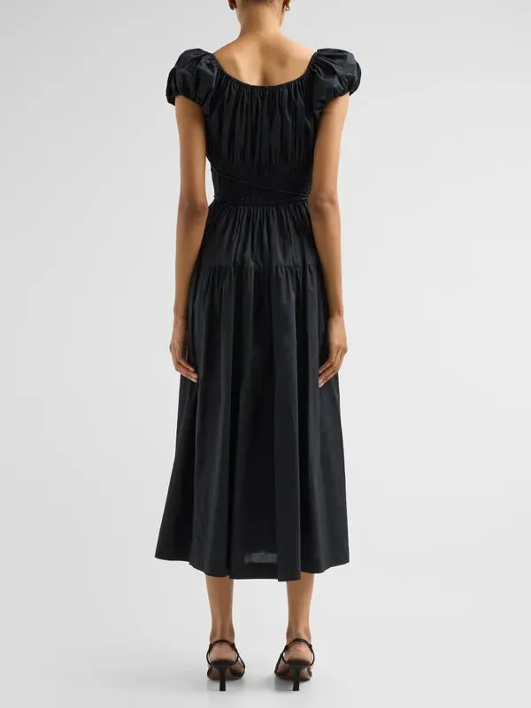 DÔEN Quinelle Cotton Gathered Midi Dress