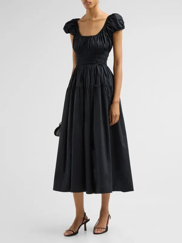 DÔEN Quinelle Cotton Gathered Midi Dress