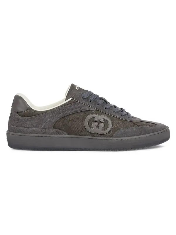 Gucci G74 Logo Canvas & Suede Sneakers - Grey