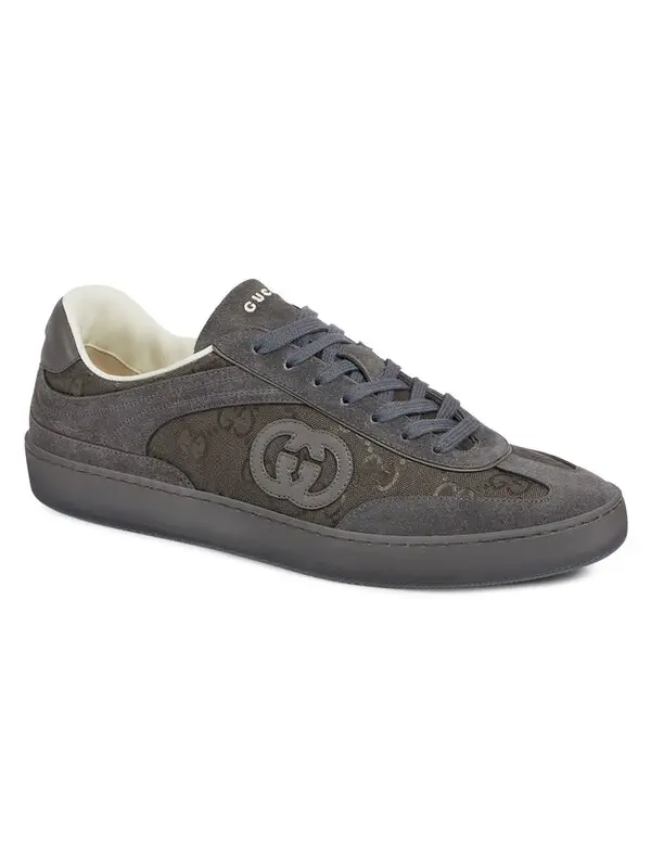 Gucci G74 Logo Canvas & Suede Sneakers