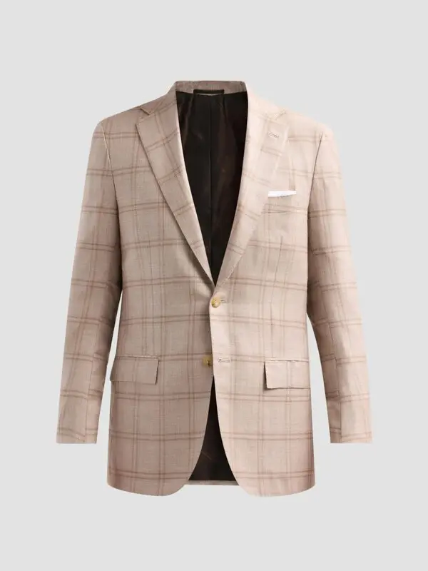 Kiton Plaid Cashmere-blend Jacket - Beige