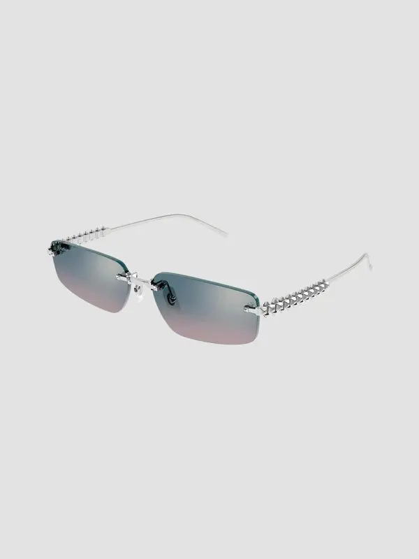 Cartier Clash De Ct0544s Rimless Rectangular Sunglasses - Silver