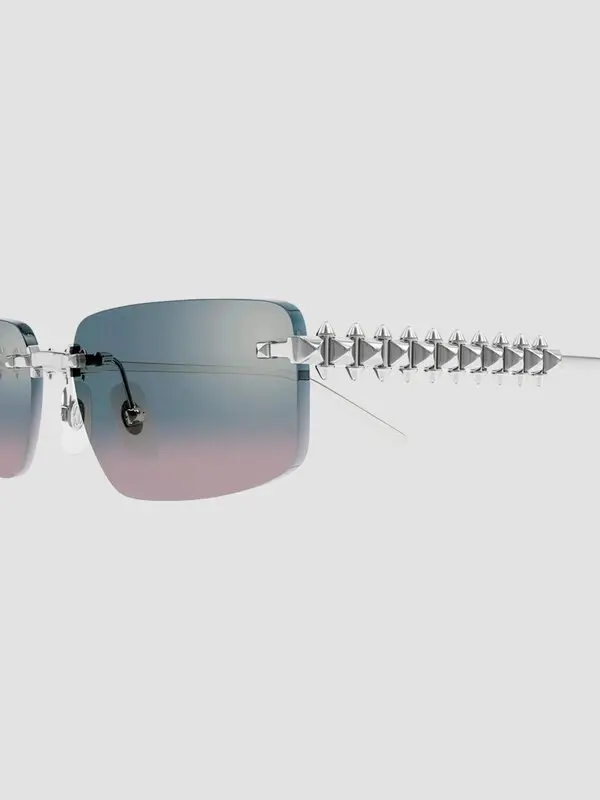 Cartier Clash De Ct0544s Rimless Rectangular Sunglasses - Silver