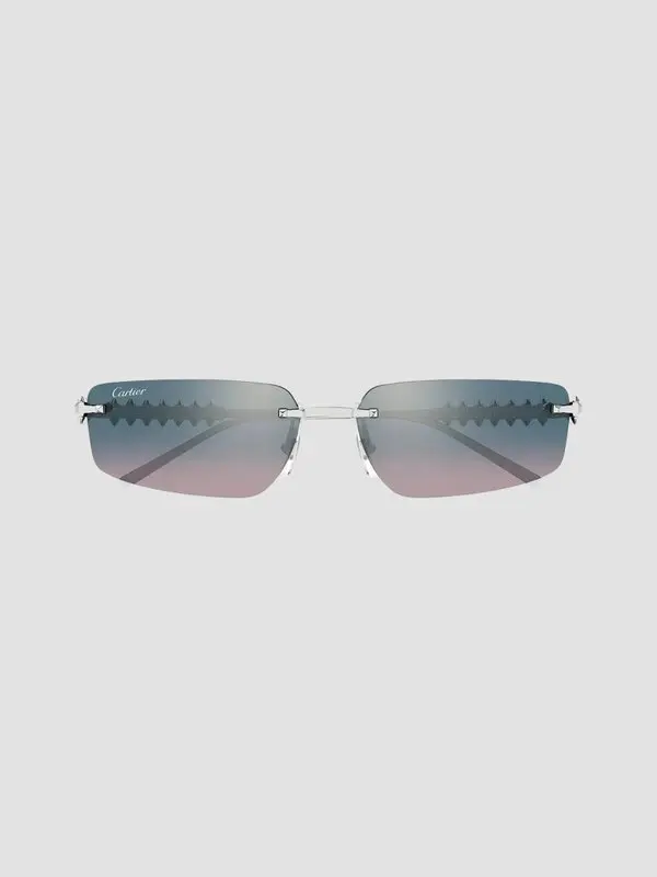 Cartier Clash De Ct0544s Rimless Rectangular Sunglasses - Silver