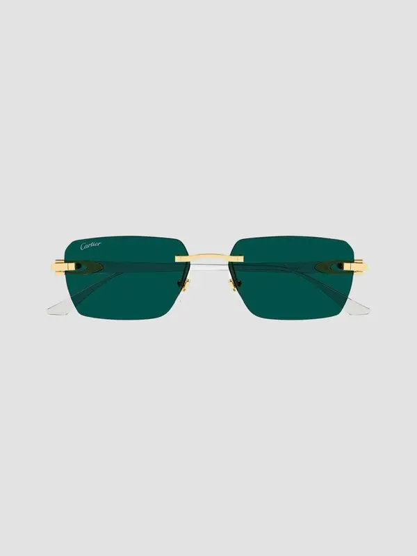 Cartier Motifs De Ct0660s Plated Titanium Rimless Rectangular Sunglasses