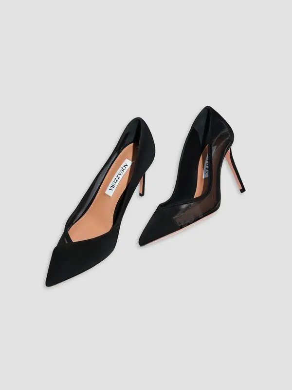 AQUAZZURA Studio 85mm Suede & Mesh Pumps