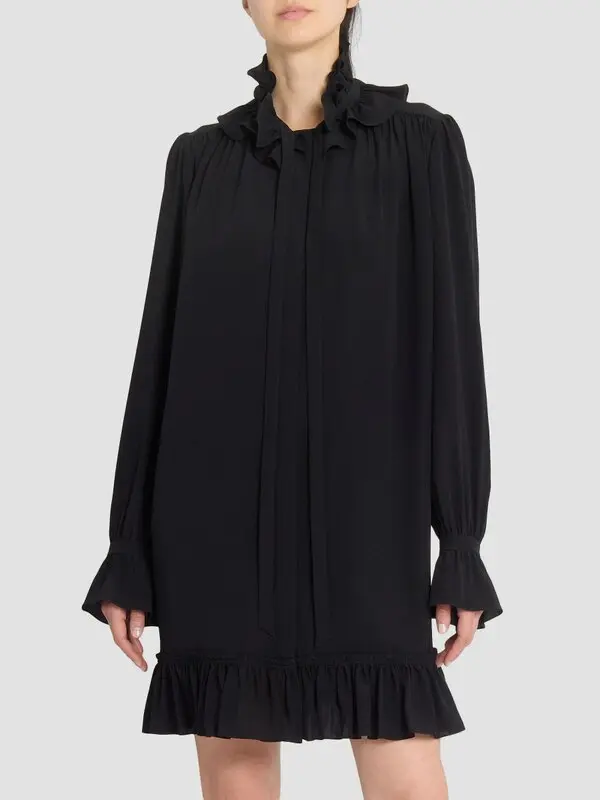 Chloé Ruffle Silk Crepe Minidress