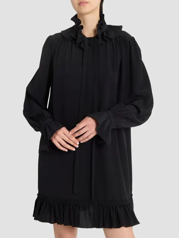 Chloé Ruffle Silk Crepe Minidress