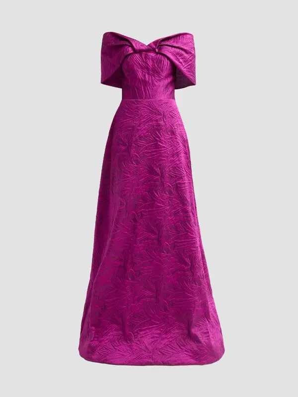 Rickie Freeman For Teri Jon Jacquard Knot Gown - Berry