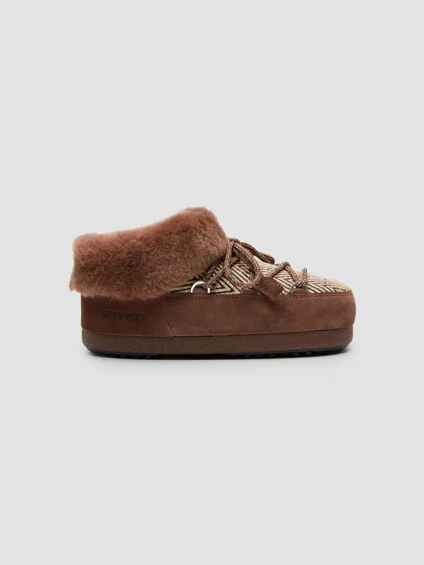 Moon Boot Mb X Guest In Residence Evx Chalet Faux-fur-lined Suede Mules - Cocoa