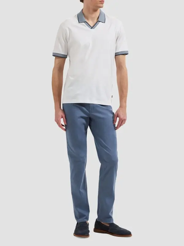 Bugatchi Contrast-trim Pima Cotton Polo Shirt - Chalk