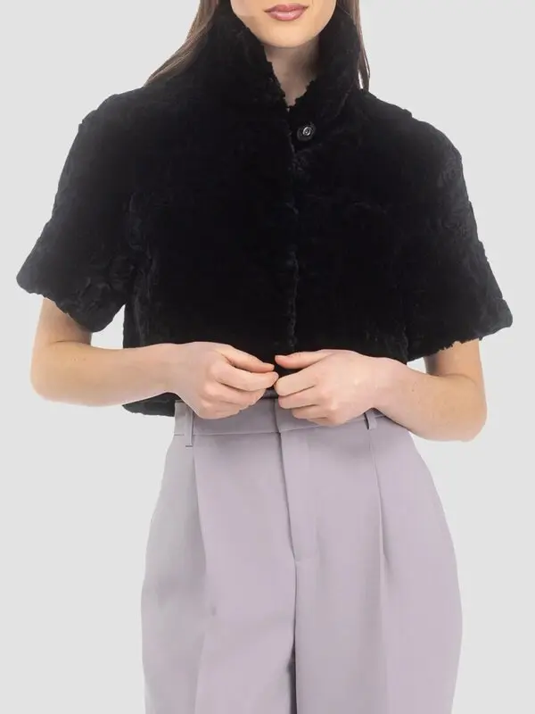 Gorski Select Shearling Lamb Rose Cut Bolero, Cropped Sleeves