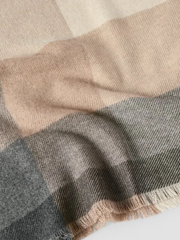 Brunello Cucinelli Wool And Cashmere Checked Twill Scarf - Beige