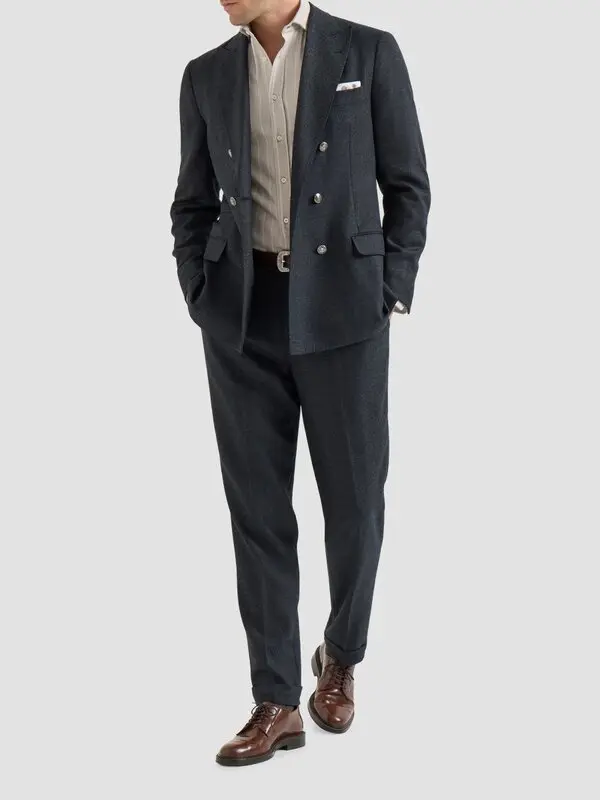 Brunello Cucinelli Lyocell And Cotton Chalk Stripe Flannel Shirt