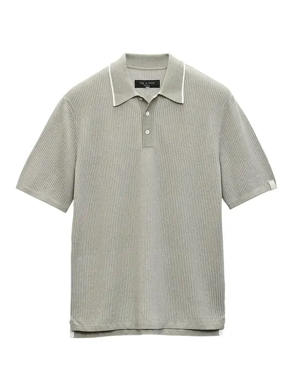 Rag & Bone Harvey Knit Polo Shirt - Grey