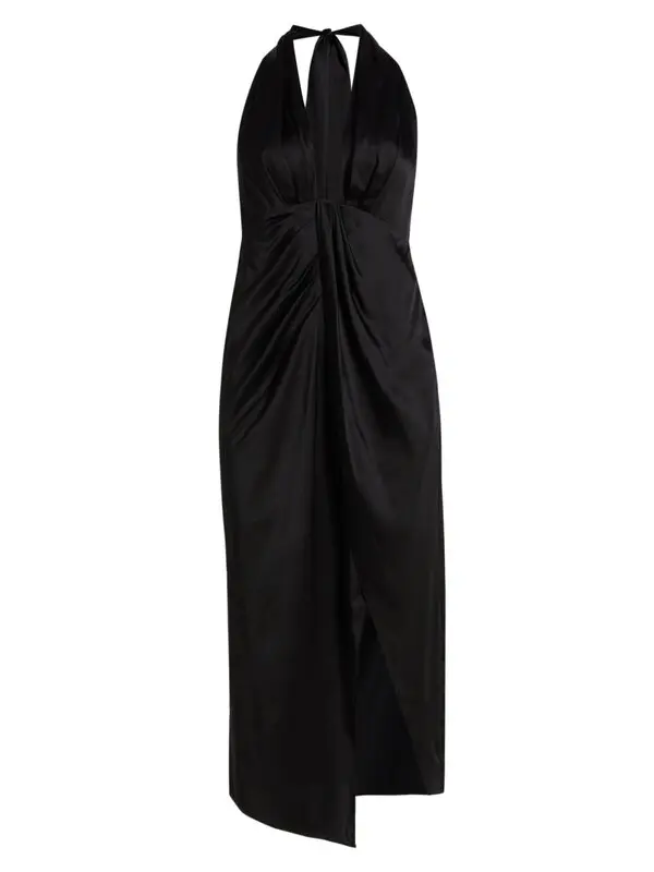 Ramy Brook Nan Draped Stretch Silk Dress - Black