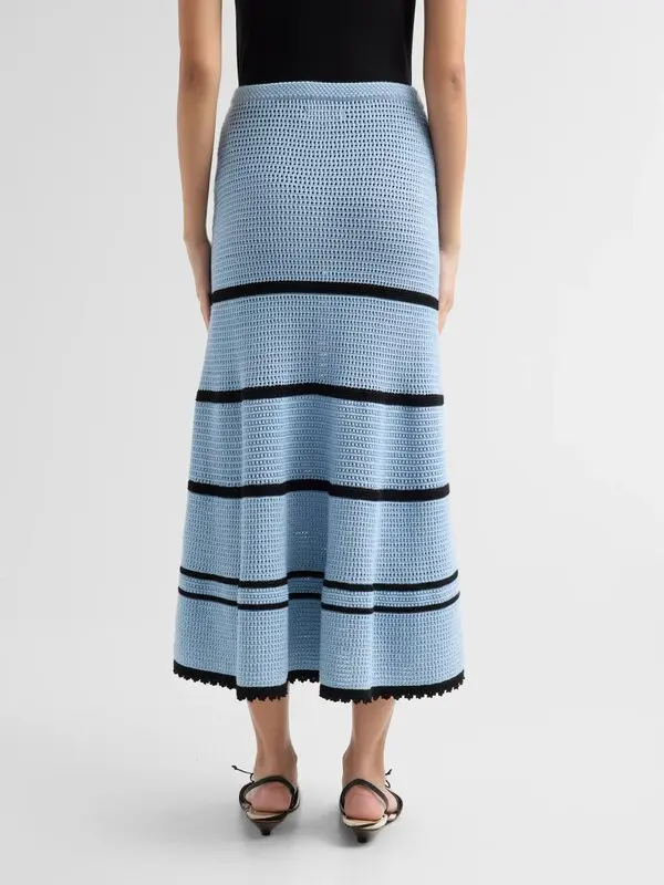 Ulla Johnson Leyna Striped Cotton Knit Midi Skirt