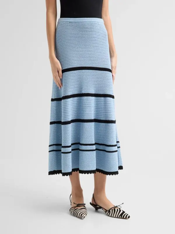 Ulla Johnson Leyna Striped Cotton Knit Midi Skirt