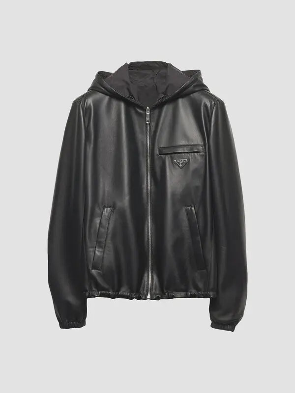 Prada Reversible Nappa Leather And Re-nylon Jacket - Black