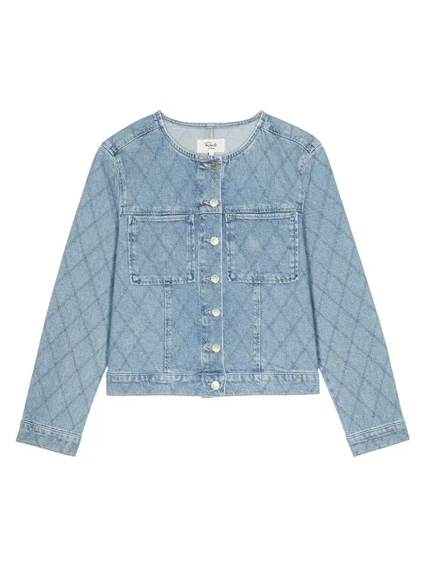 Rails Lido Washed Denim Crop Jacket - Quilted Stud