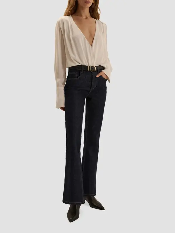 FAVORITE DAUGHTER The Stripe Jacquard Date Blouse Bodysuit