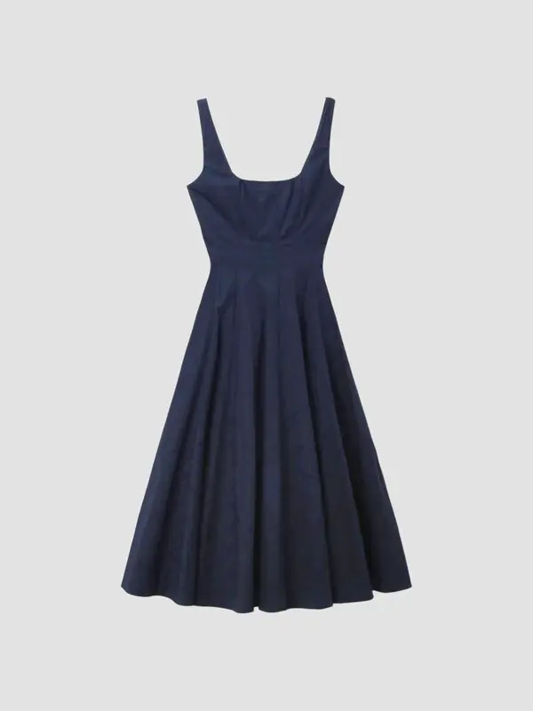 Staud Wells Midi Dress - Navy