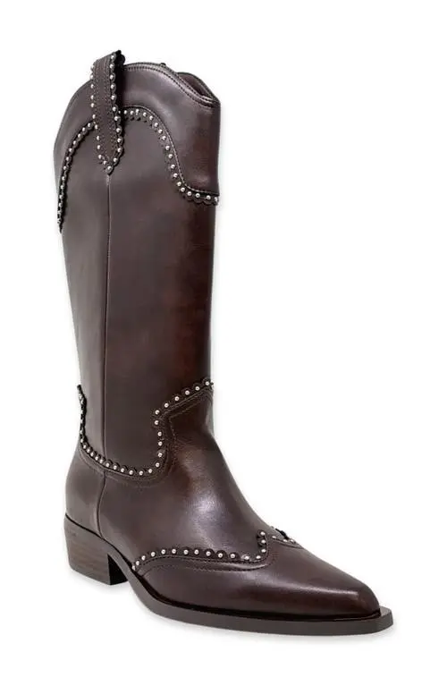 SHU SHOP Ventura Faux Leather Western Boot - Brown
