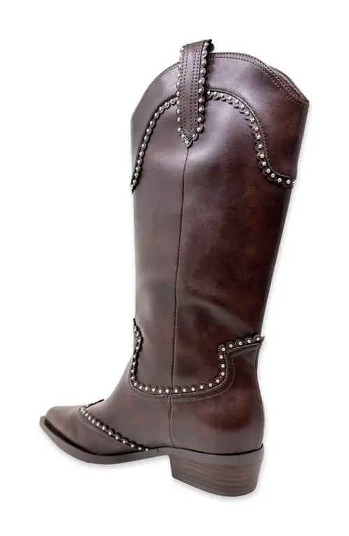 SHU SHOP Ventura Faux Leather Western Boot - Brown