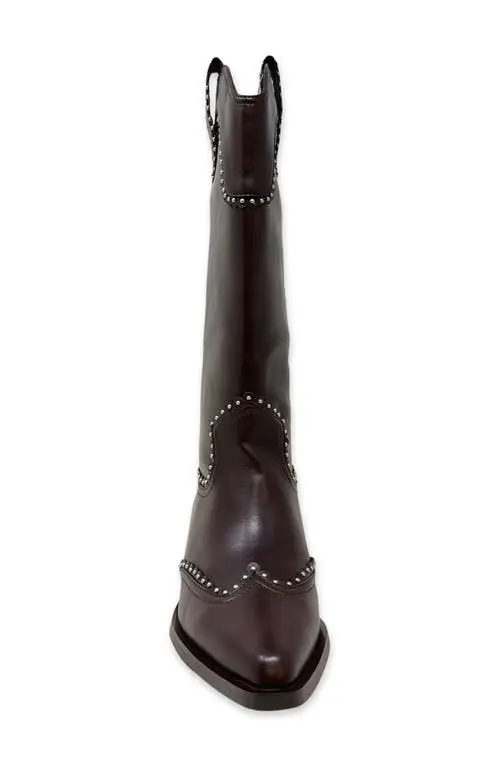 SHU SHOP Ventura Faux Leather Western Boot - Brown