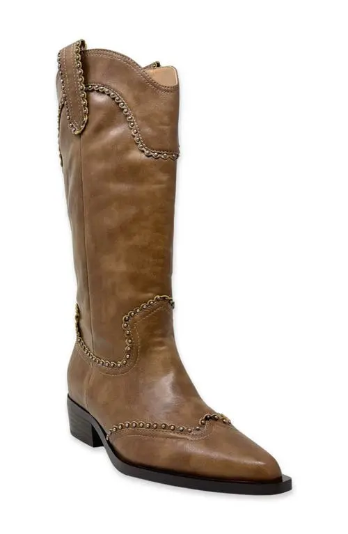 SHU SHOP Ventura Faux Leather Western Boot - Camel