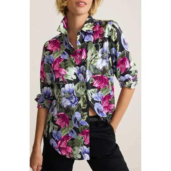 Tommy Bahama Coasta Bloom Silk Shirt - Black
