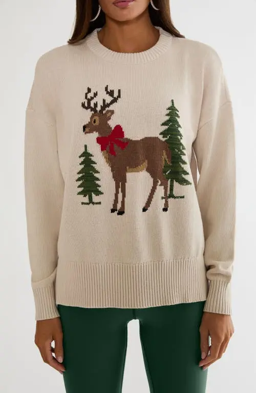 Beach Riot Callie Cotton Reindeer Sweater - Frost