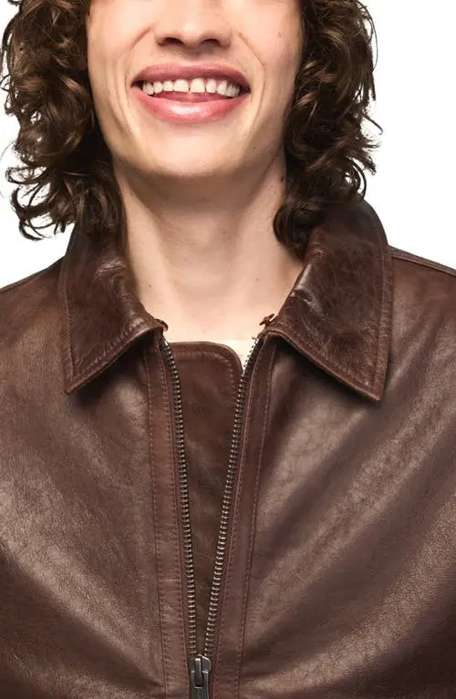 Lucky Brand Leather Aviator Jacket