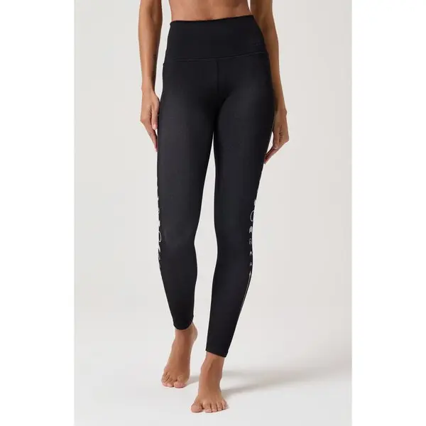 Spiritual Gangster Lunar Icon High Waist Ribbed Performance Leggings - Black