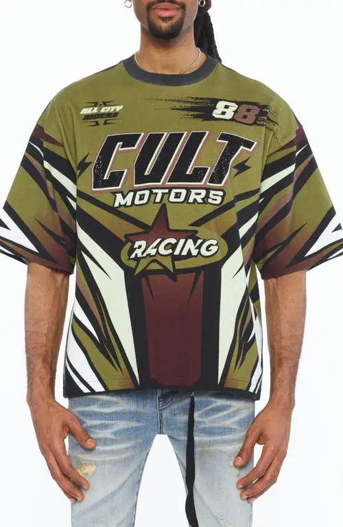 CULT OF INDIVIDUALITY Boxy Oversized Racing Graphic Top - Multi