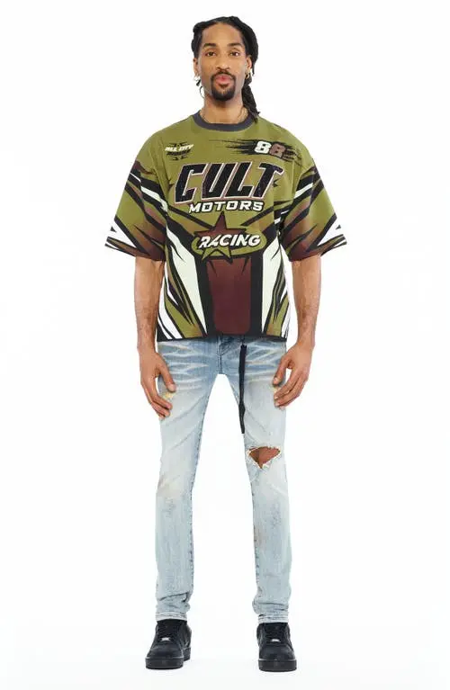 CULT OF INDIVIDUALITY Boxy Oversized Racing Graphic Top
