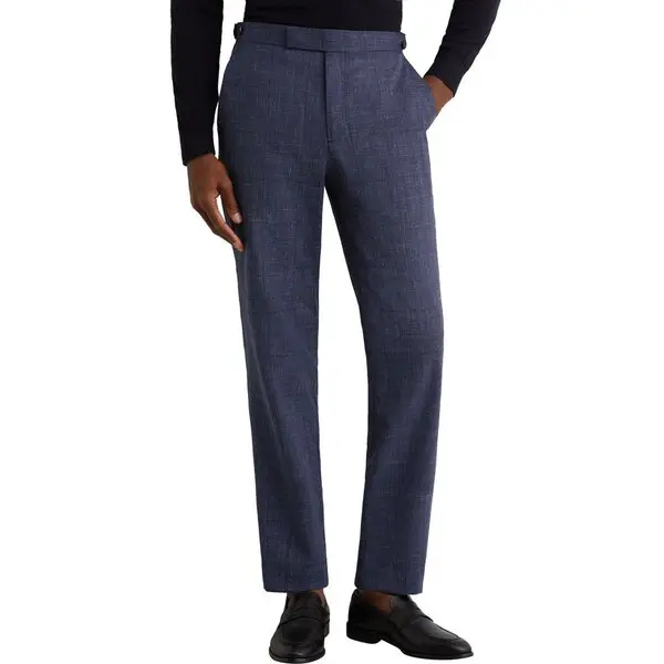 REISS Penso Wool Blend Check Classic Fit Suit Trousers