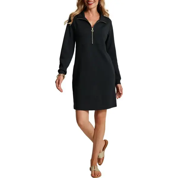 Tommy Bahama Palm Voyage Half Zip Dress - Black