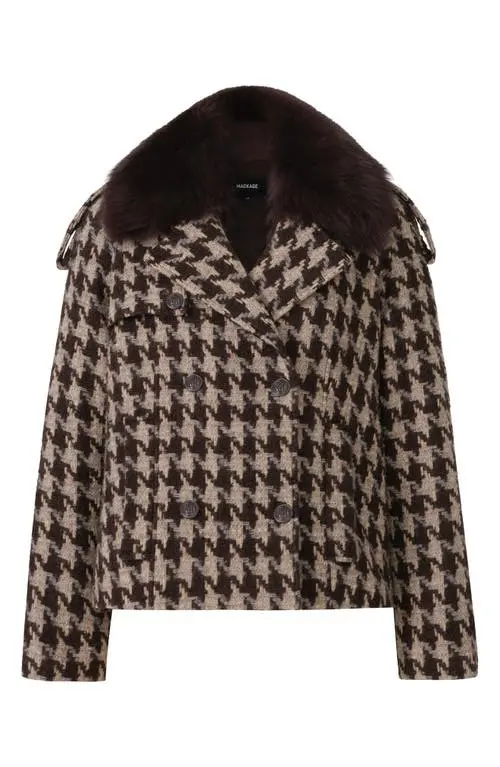 Mackage Edwina Wool Blend Coat With Genuine Shearling Collar